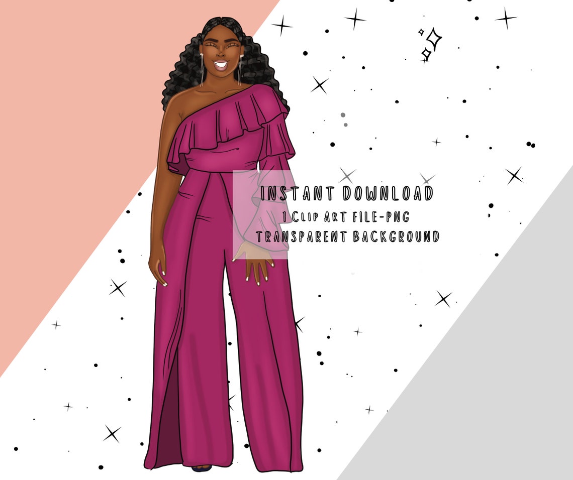 Black Woman Fashion PNG Clip Art Black Woman Clipart PNG - Etsy