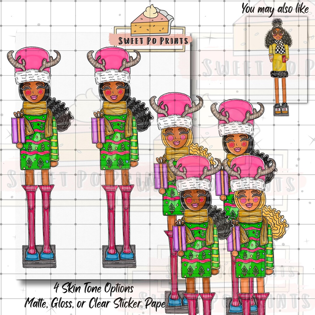Christmas Themed Stickers | Female Nutcracker Sticker | Hand Drawn ...