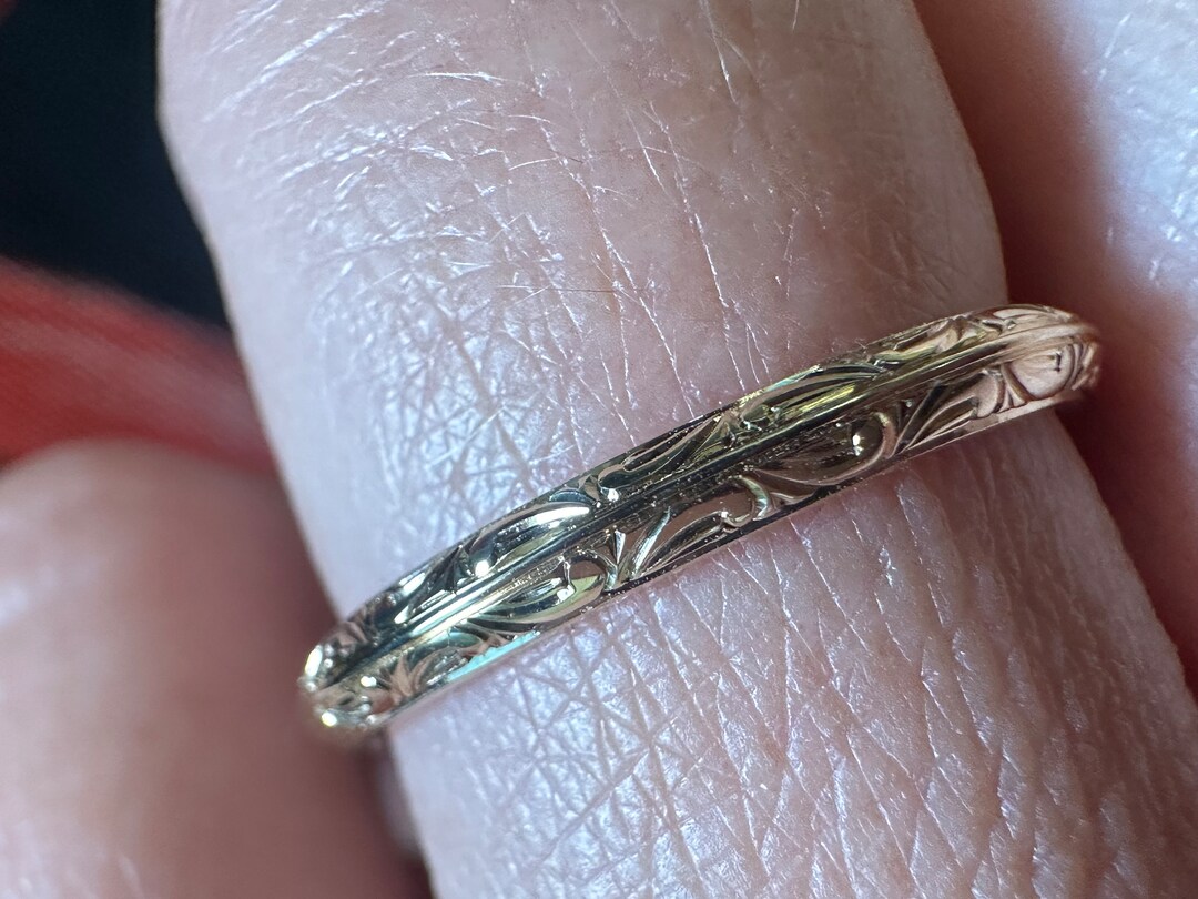 Hand Engraved Ring Wedding Band Engraving Ring Scrolls Ring by Hand ...