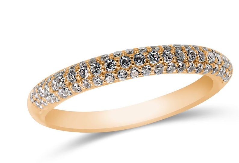 Pave Diamond Ring/pave Set Diamond Wedding Band 14KT White | Etsy