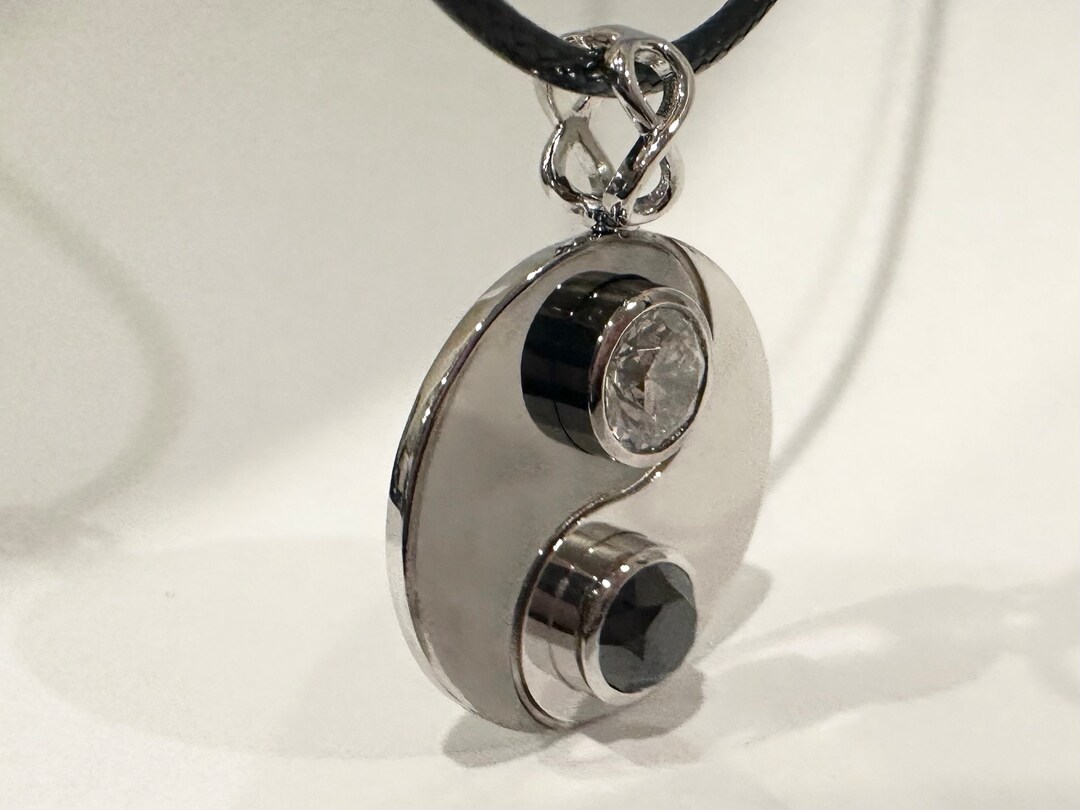 Diamond Ying Yang Pendant Necklace 14KT White Gold Black Diamond ...