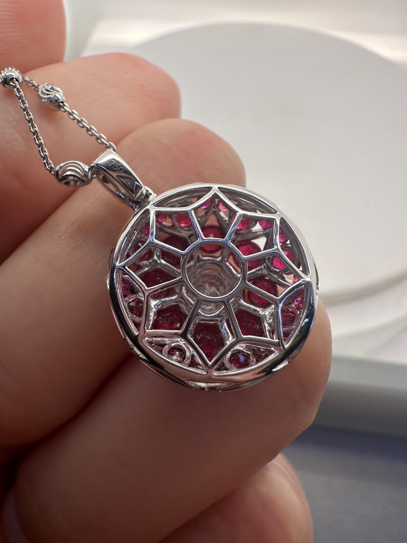 Fine Ruby Pendant Necklace 18KT Gold Circle Pendant Luxury Diamond ...