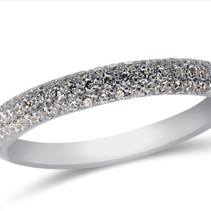 Pave Diamond Ring/pave Set Diamond Wedding Band 14KT White | Etsy