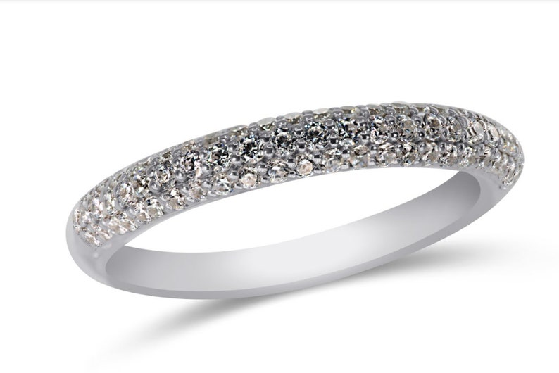 Pave Diamond Ring/pave Set Diamond Wedding Band 14KT White - Etsy