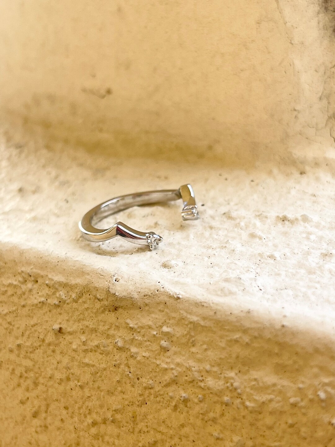 Diamond Ring Rare Design Negative Space Diamond Ring Two Stone Diamond ...