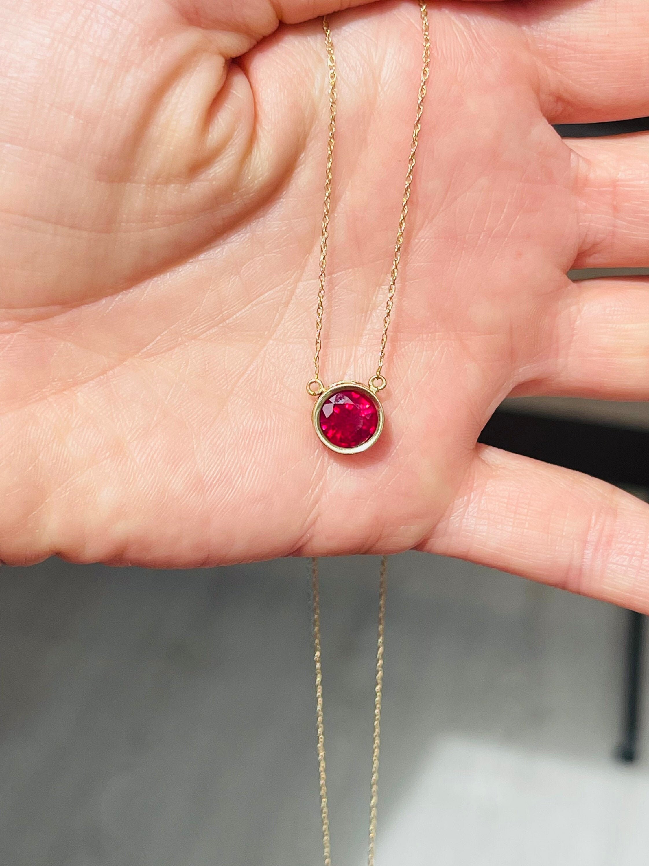 Red Ruby Pendant 8mm Natural Ruby Pendant 10kt Yellow Gold 18 Necklace ...