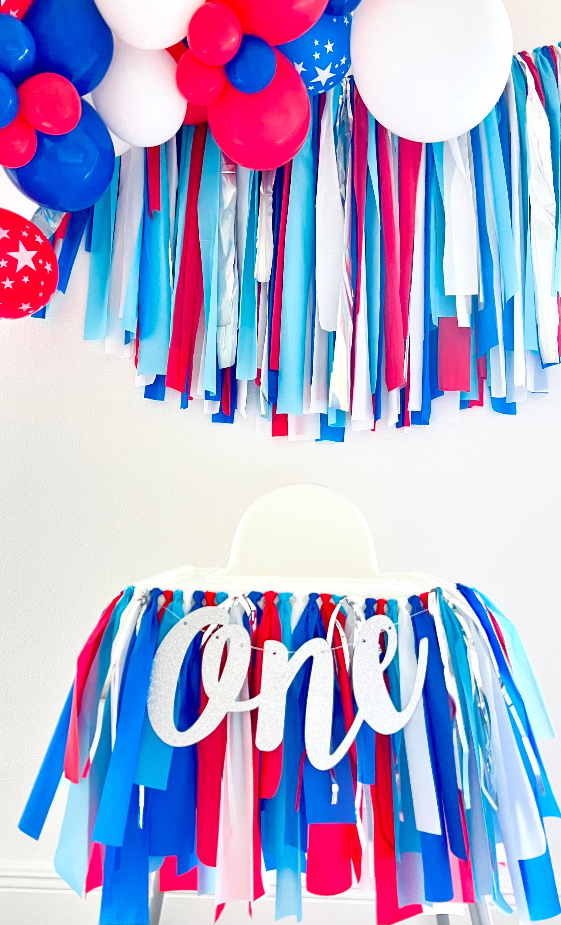 High Chair Fringe Banner Red White & Blue 1st Birthday - Etsy
