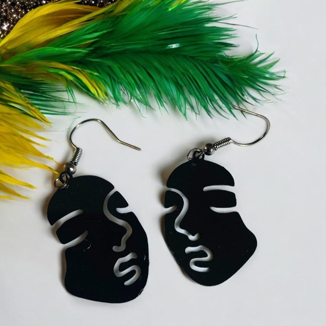 Abstract Black Face, Face Earrings, Abstract Earrings, Modern Jewellery ...