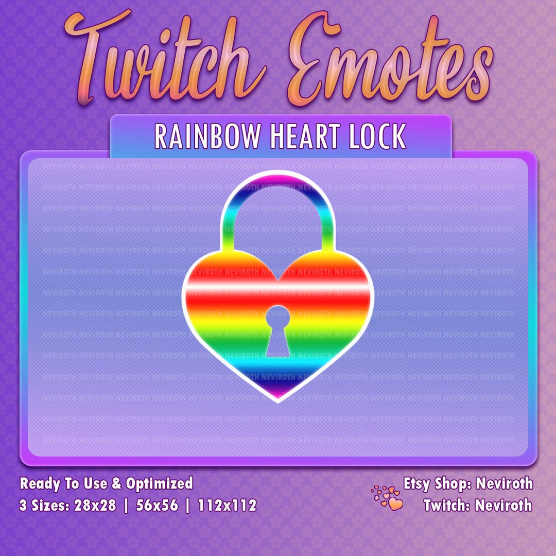 Twitch & Discord Emotes // Rainbow Heart Lock Emote for Streamers ...