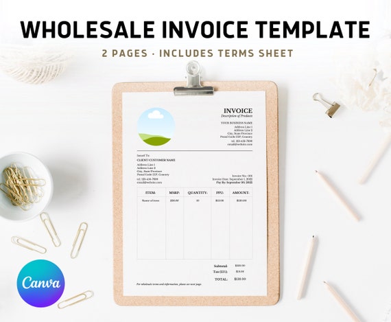 Wholesale Invoice Template for Canva Invoice and Wholesale - Etsy