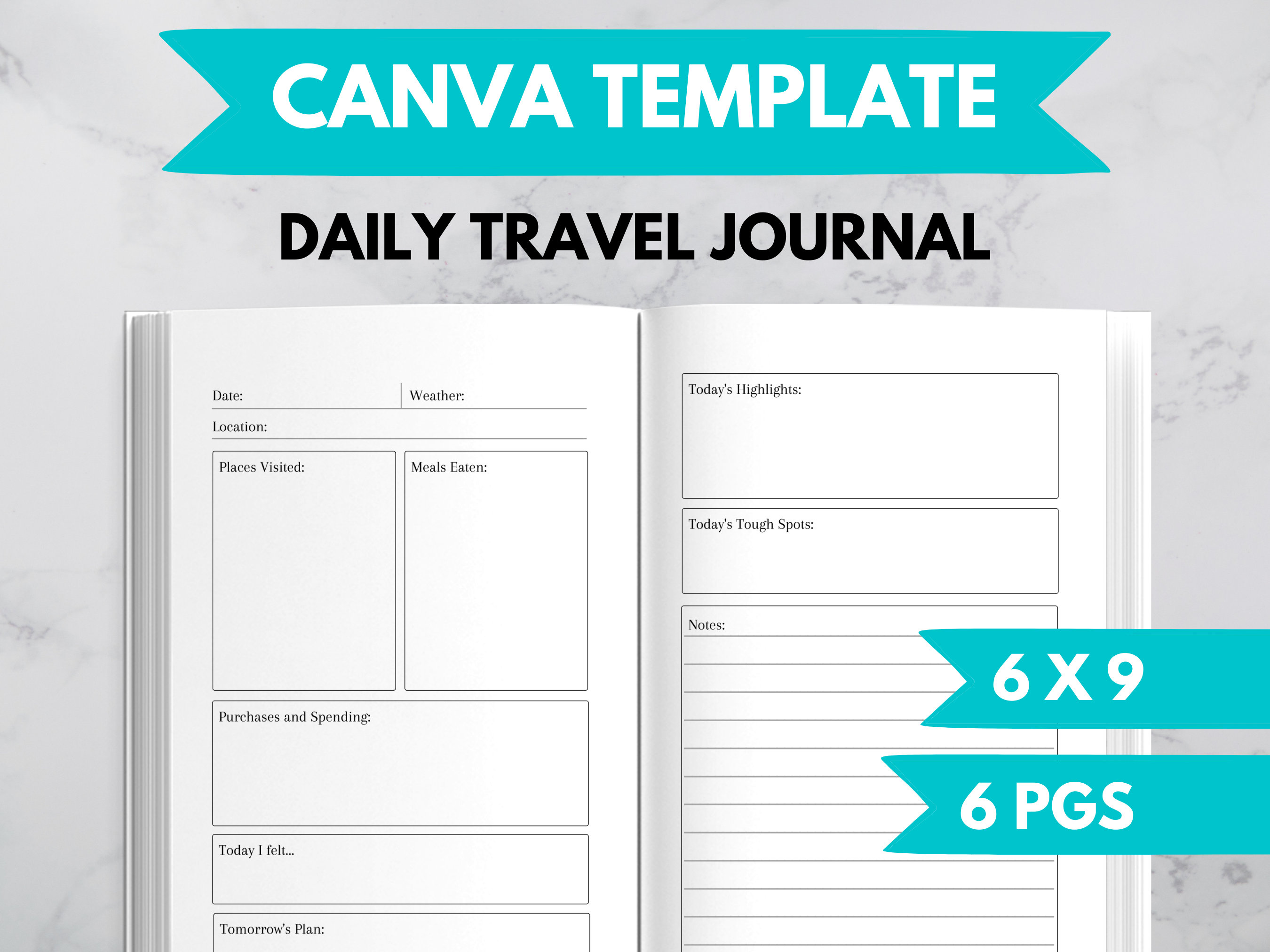 KDP Daily Travel Journal Canva Template KDP Journal Interior Etsy