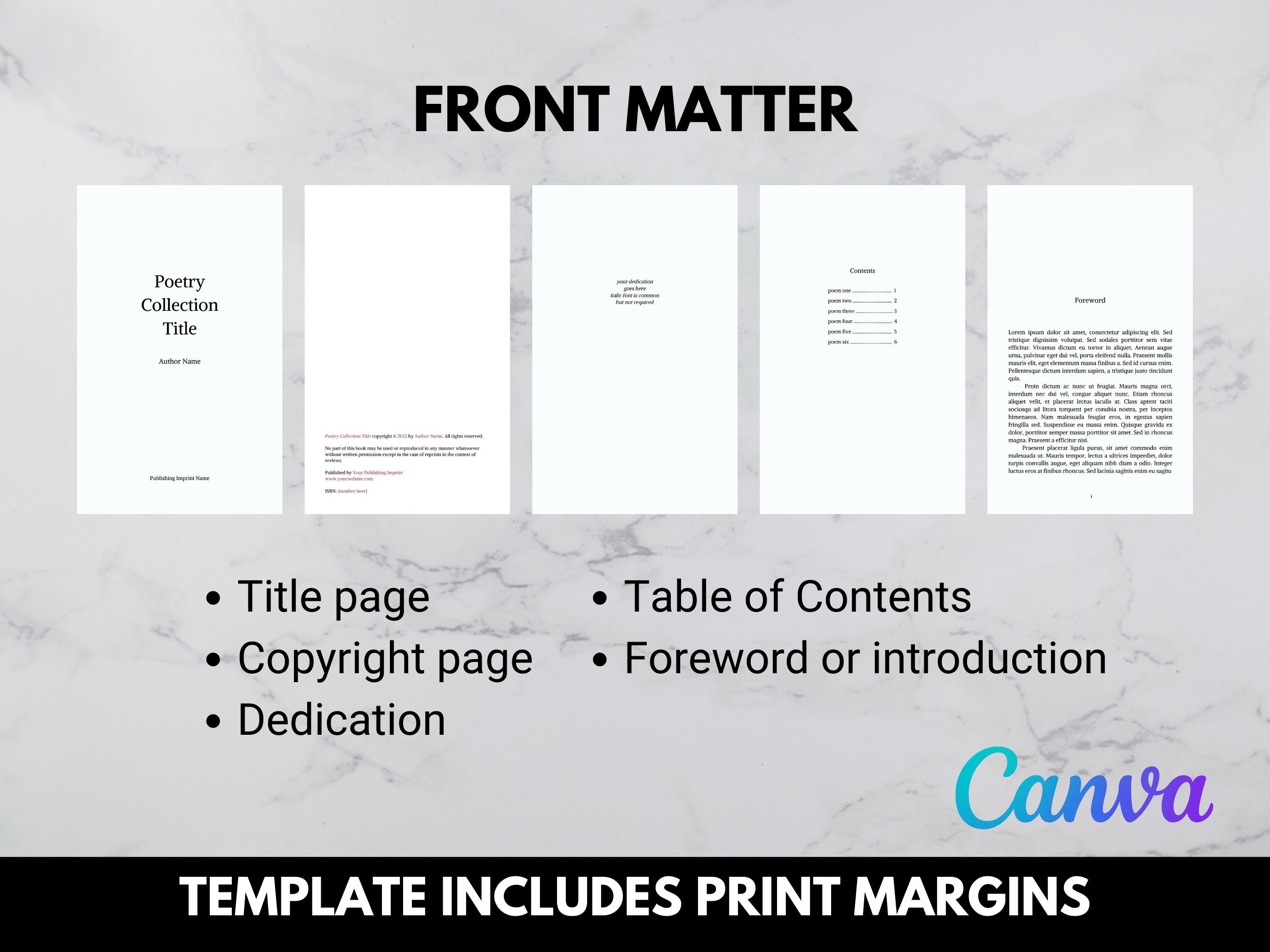 6x9 Modern Poetry Book Template | Canva Book Template | Self-publishing ...