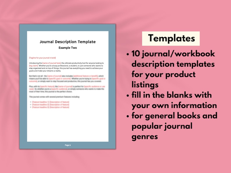 Product Description Templates for Journals | Self-publishing Resource ...