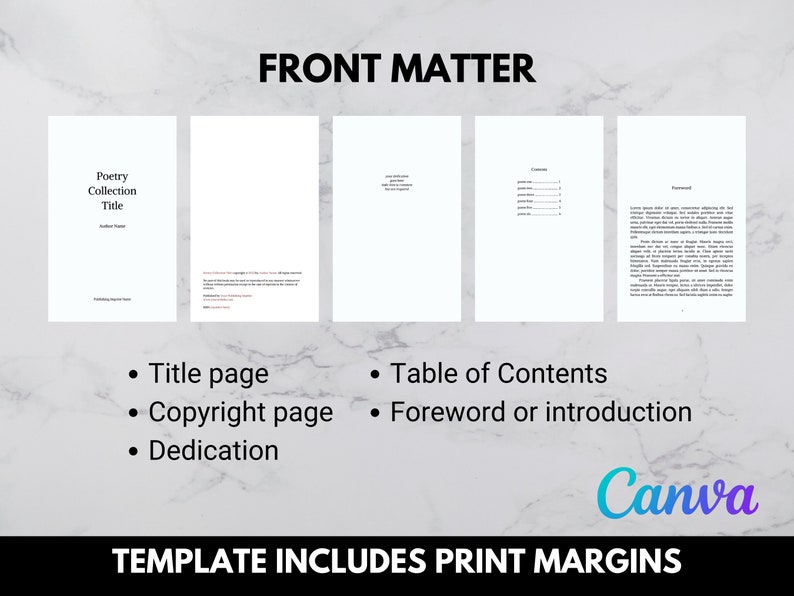 5x8 Modern Poetry Book Template | Canva Book Template | Self-publishing ...