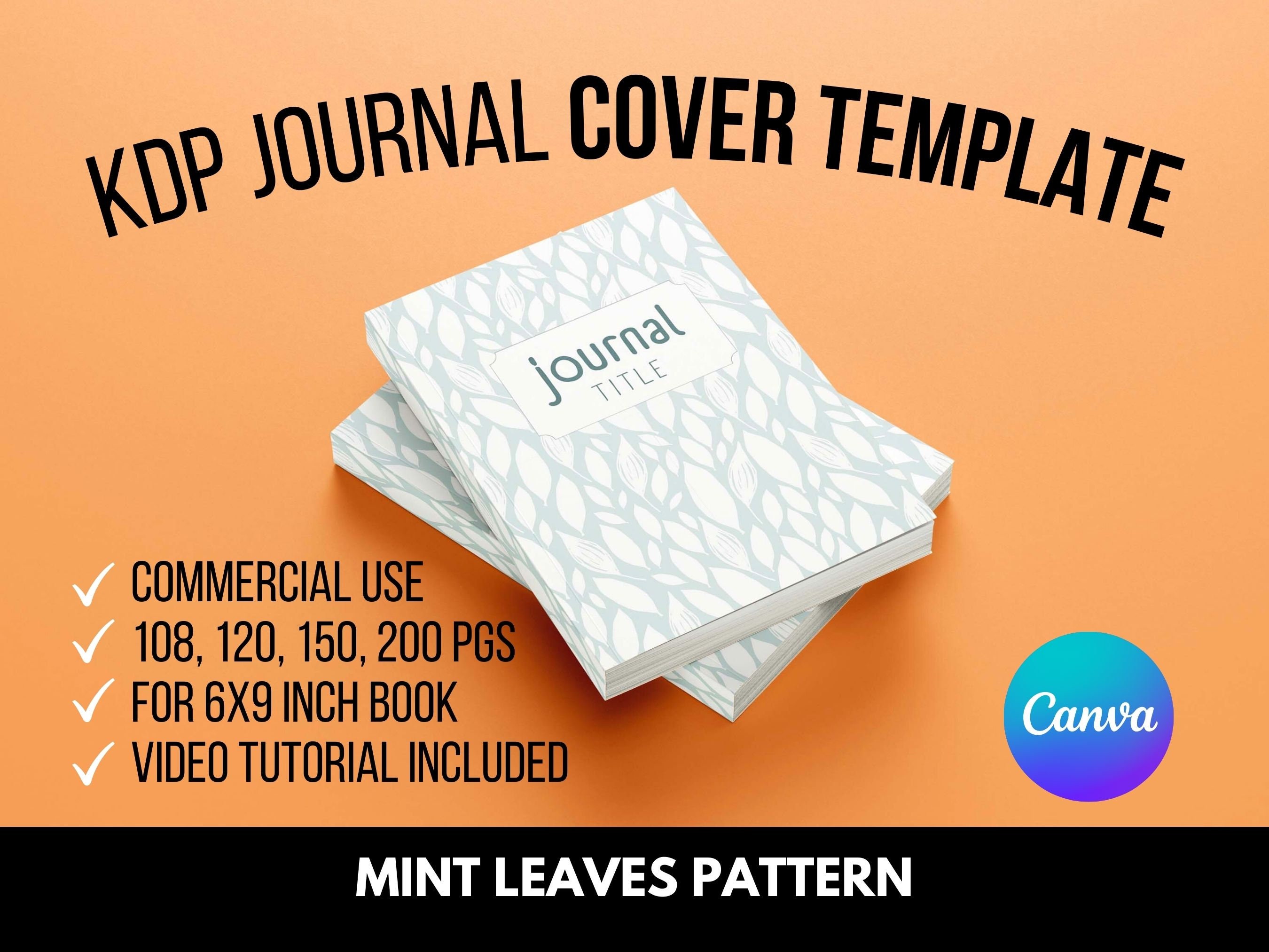 kdp-cover-template-canva-mint-leaves-amazon-kdp-book-cover-etsy