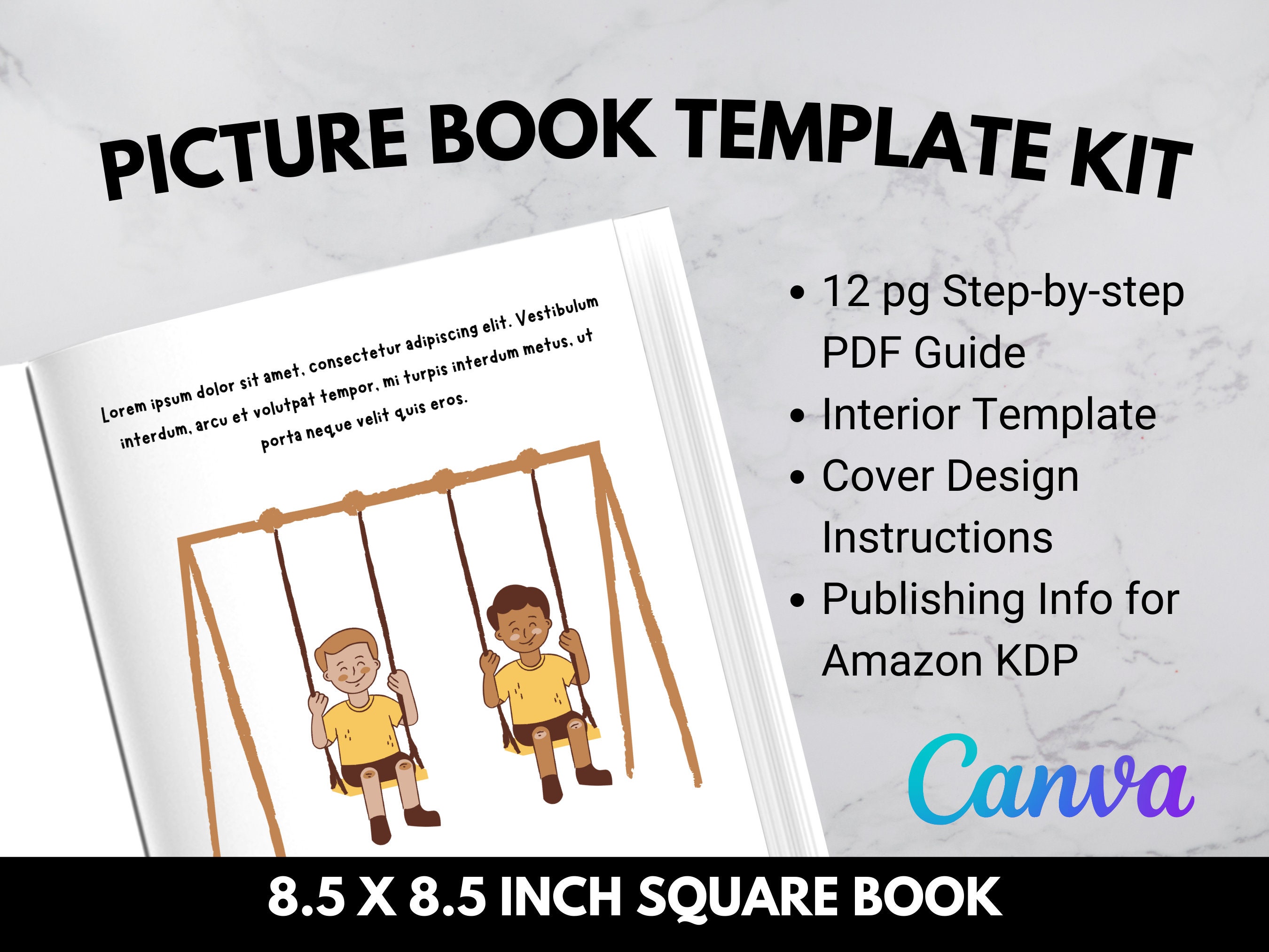 8.5x8.5 Inch Picture Book Template | Complete Design Kit for Square ...