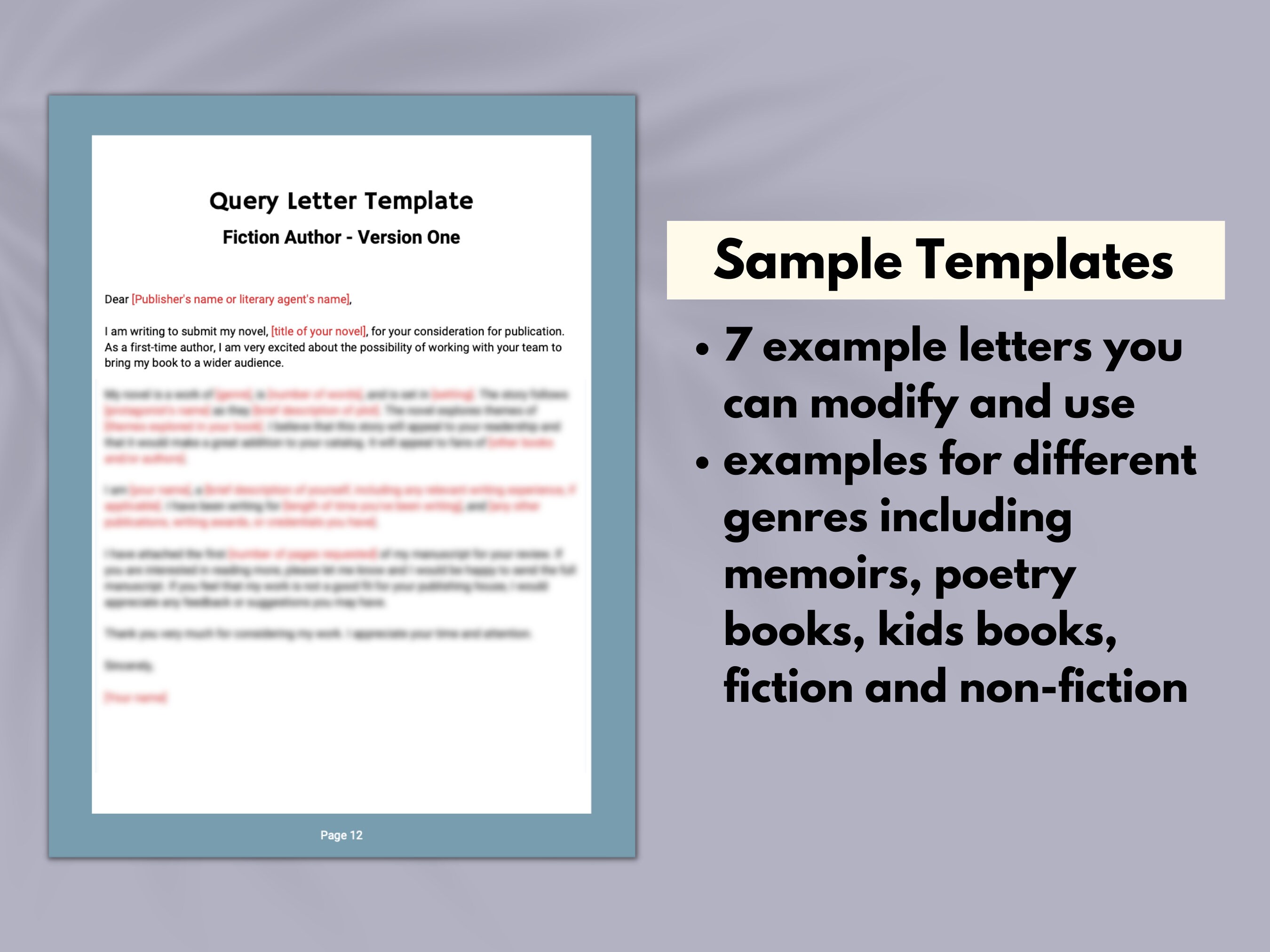 Query Letter Workbook and Templates for Authors | Author Planning ...