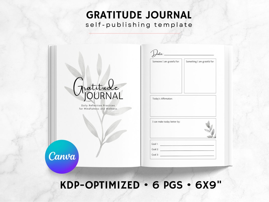 KDP Gratitude Journal Canva Template | KDP Journal Interior File ...