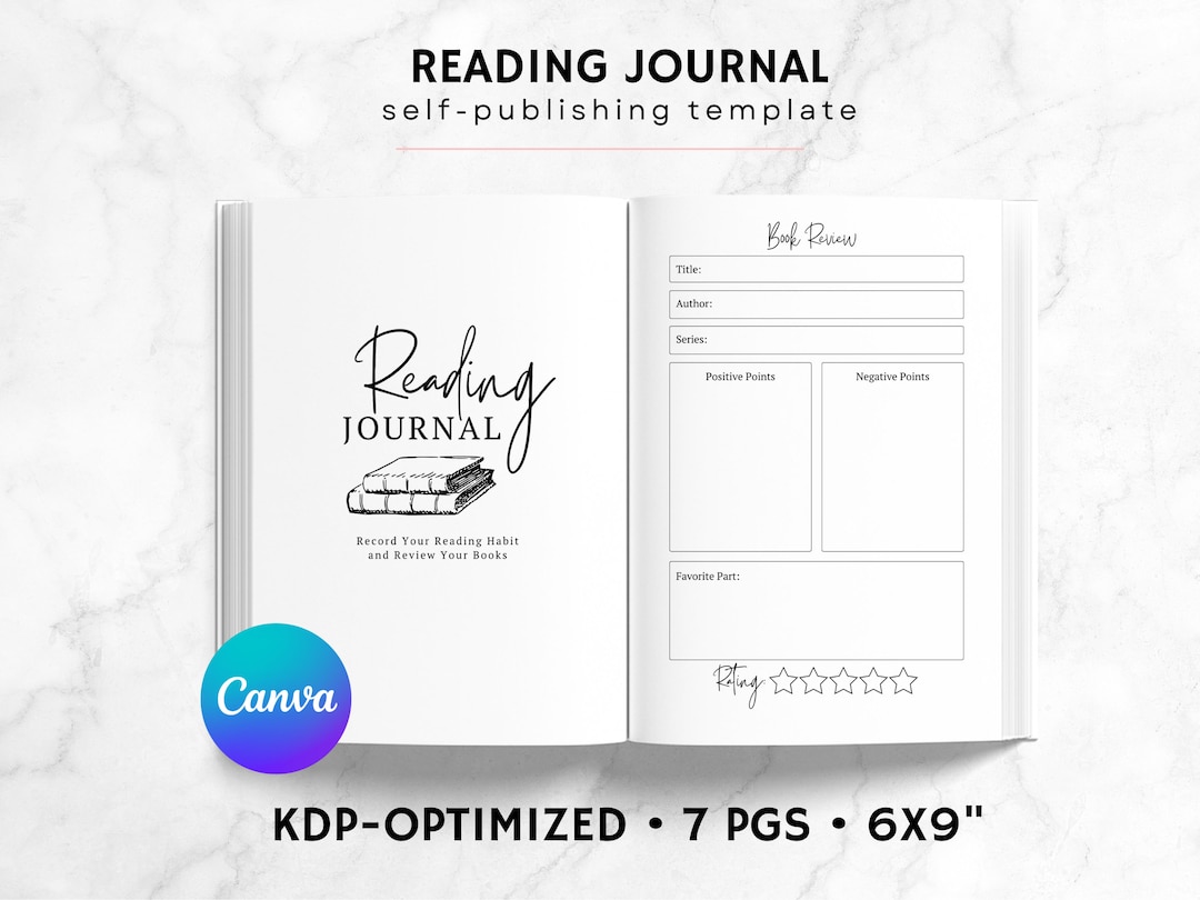 Modèle canevas de journal de lecture KDP Dossier d'intérieur du journal ...