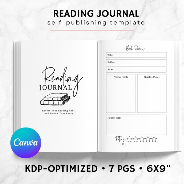 Reading Journal Canva Template - Etsy