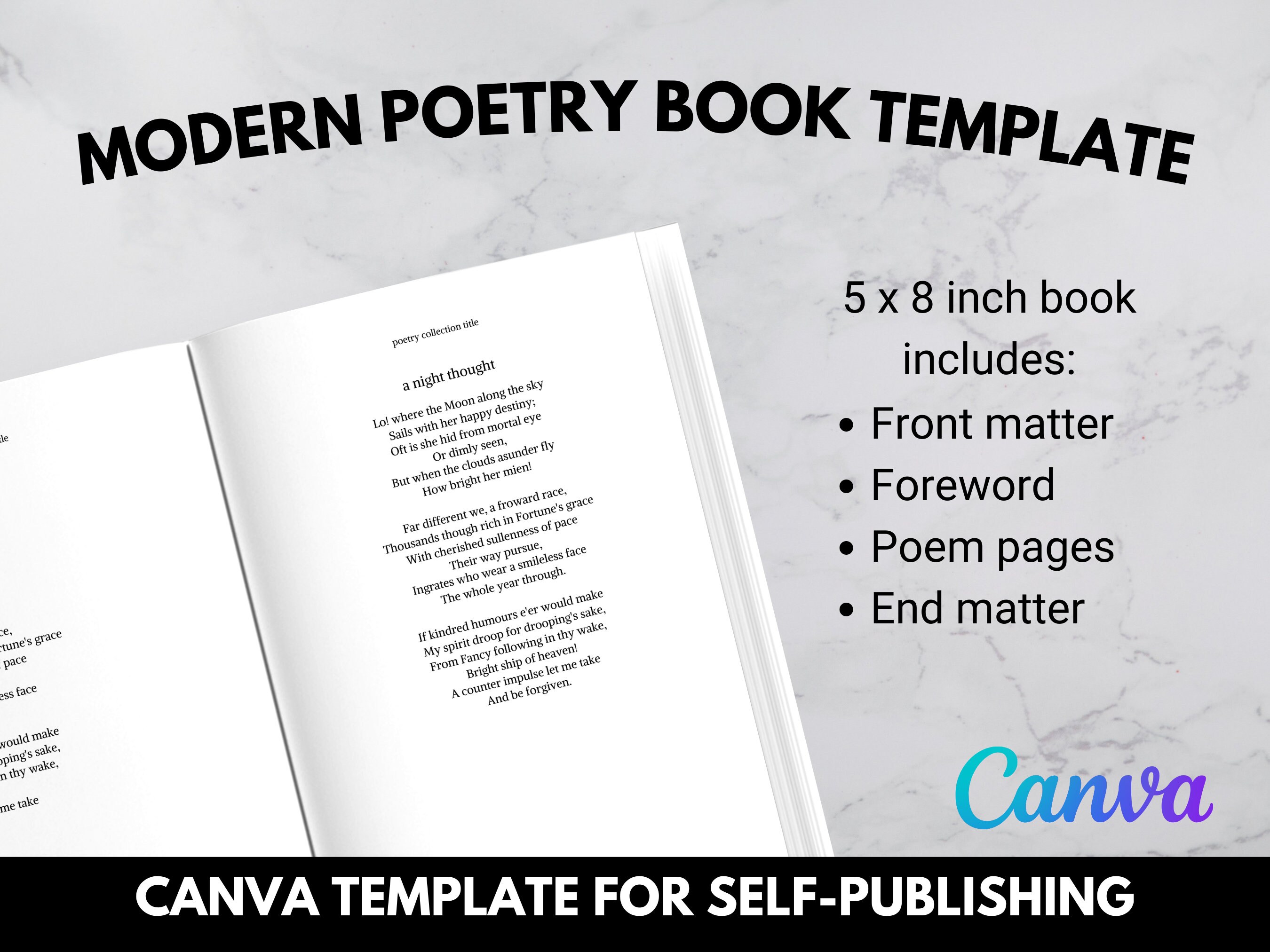 5x8 Modern Poetry Book Template Canva Book Template Self publishing