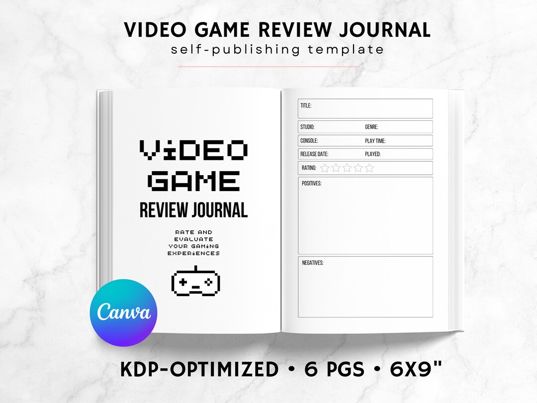 KDP Video Game Review Journal Canva Template | KDP Journal Interior ...