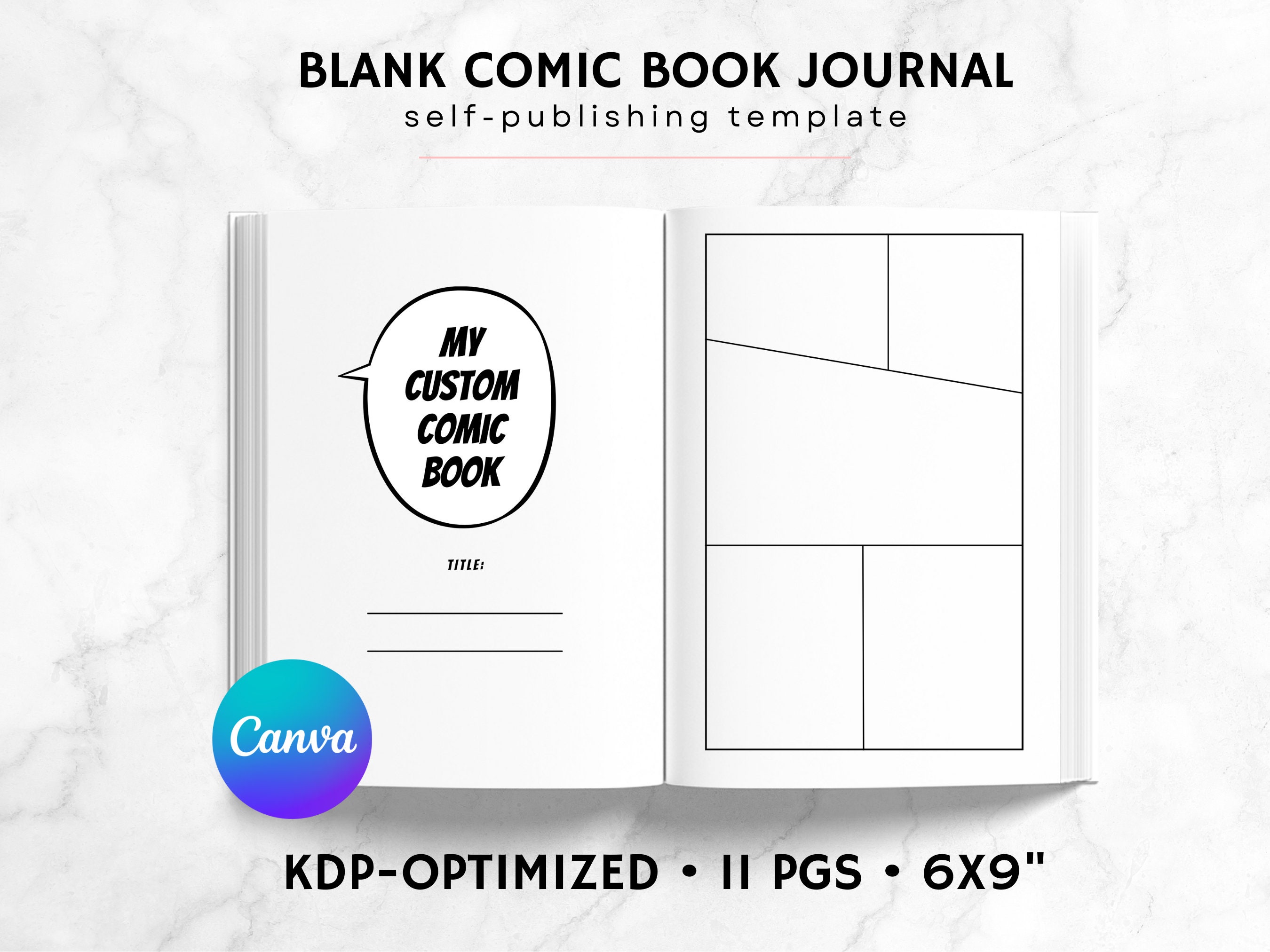 KDP Blank Comic Book Canva Template | KDP Journal Interior File | Comic ...