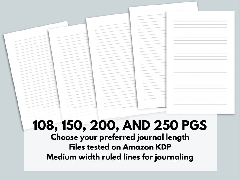 KDP Lined Paper Journal | KDP Journal Interior File | Blank Journal ...