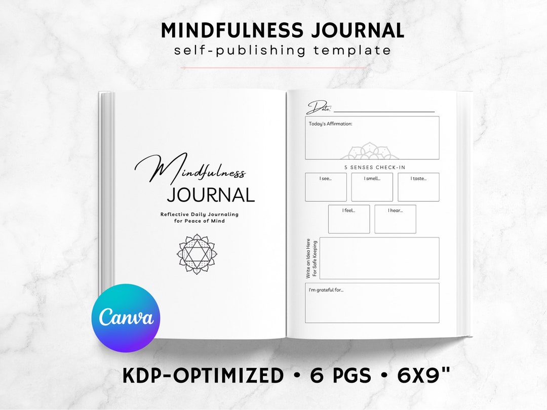 KDP Mindfulness Journal Canva Template | KDP Journal Interior File ...
