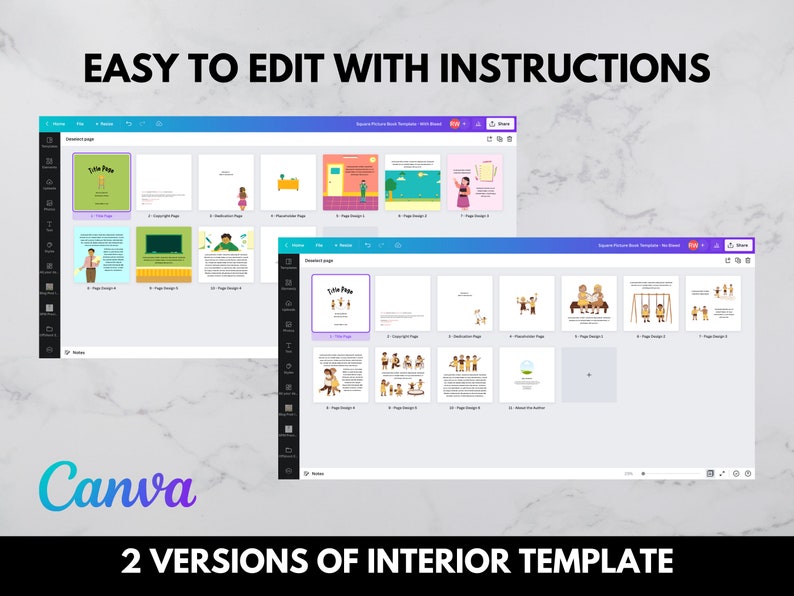 8.5x8.5 Inch Picture Book Template | Complete Design Kit for Square ...