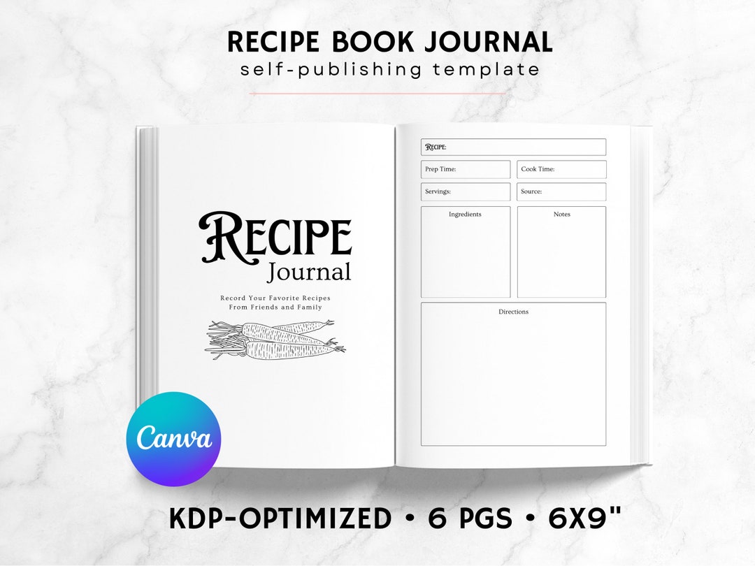 KDP Recipe Book Canva Template | KDP Journal Interior File | Recipe ...