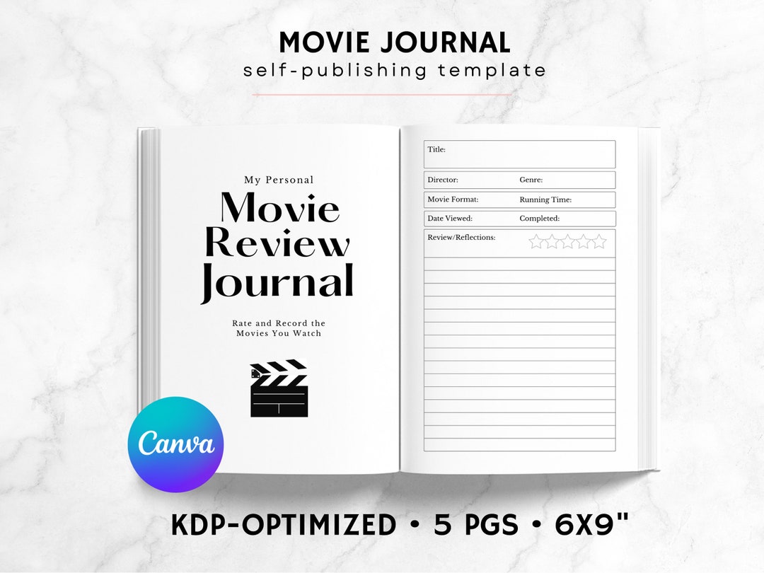 KDP Movie Review Journal Canva Template | KDP Journal Interior File ...