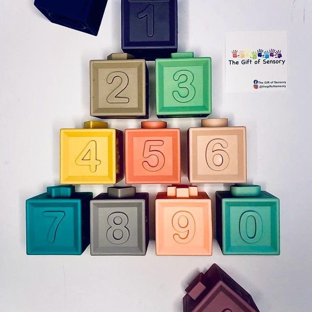 Silicone stacking blocks toddler baby pre school,first birthday, baby ...