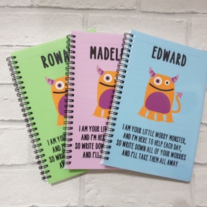 Personalised Worries Monster Notebook Journal A5 Lined Mental Health self Healing Childrens Health Etsy UK