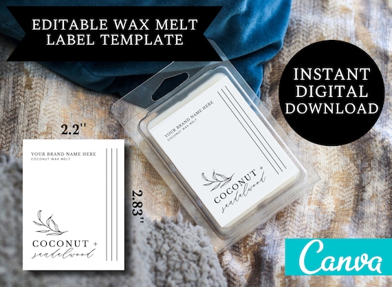 Wax Melt Label DIGITAL DOWNLOAD Custom Editable Minimalistic - Etsy
