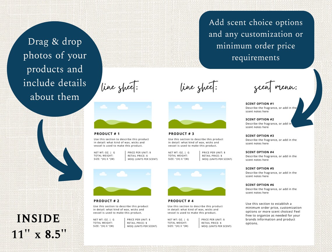 Wholesale Brochure Line Sheet Editable Digital Template for Candle ...