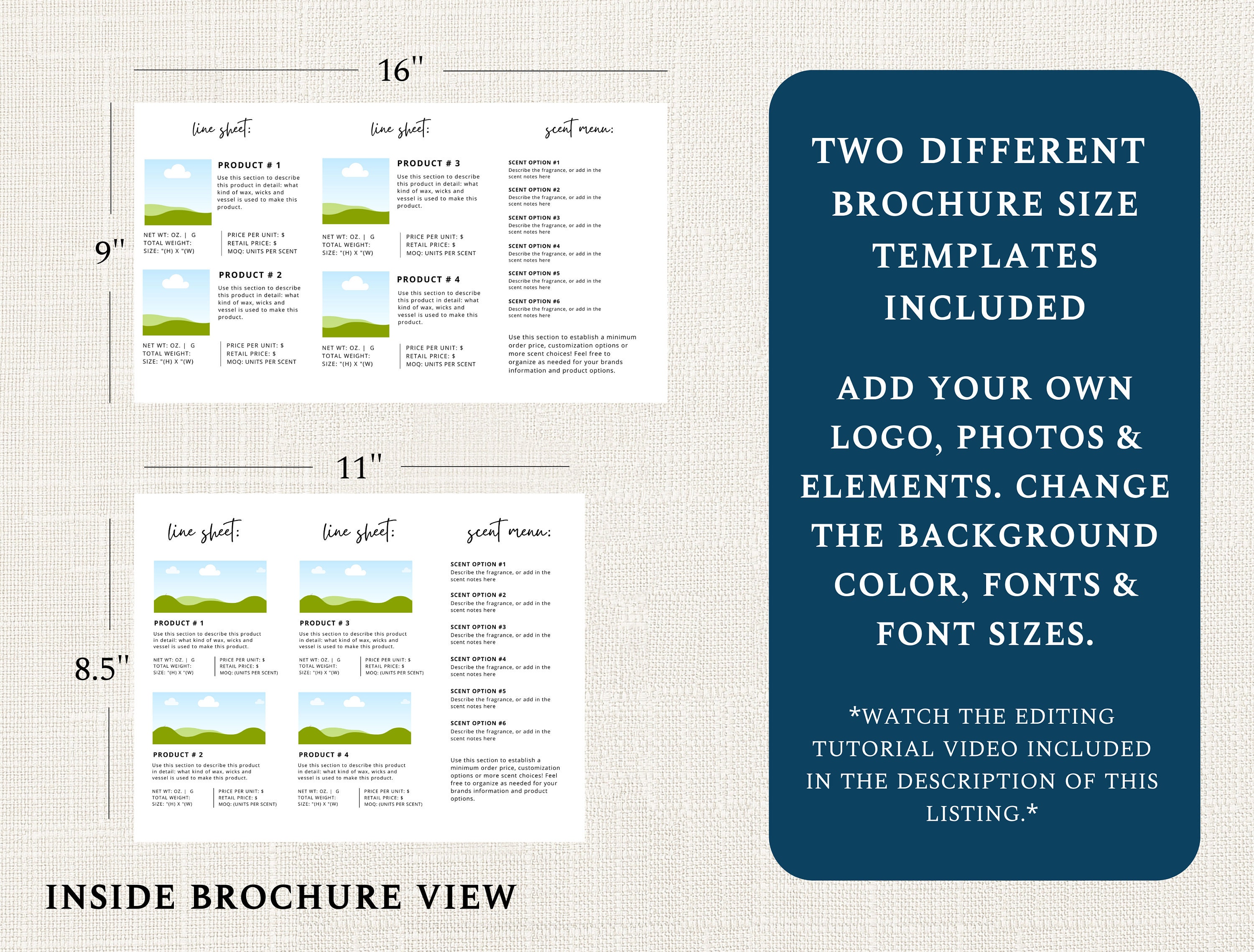 Wholesale Brochure Line Sheet Editable Digital Template for Candle ...