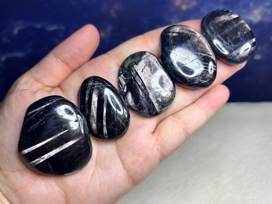 Hypersthene Flat Palm Stone / Irregular Protection Stone / Beautiful ...