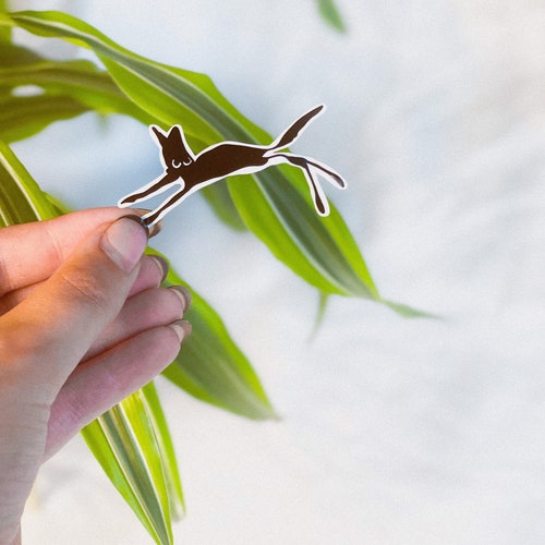 Black Cat Meme Jumping Cat Glossy Vinyl Sticker Cat Sticker | Etsy