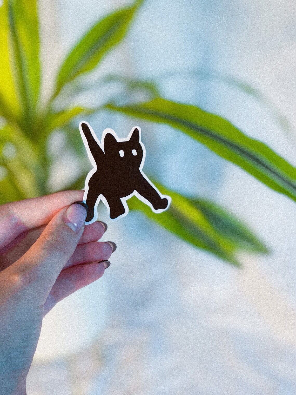 Black Cat Meme Jumping Cat Glossy Vinyl Sticker Cat Sticker | Etsy UK