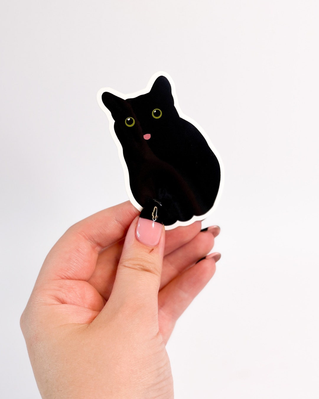 Black Cat Meme Blep Tongue Glossy Vinyl Sticker | Cat Sticker | Black ...