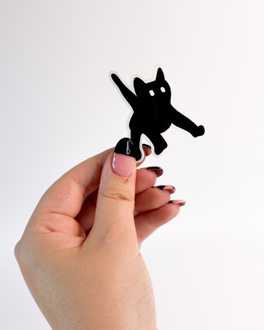 Black Cat Meme Jumping Cat Glossy Vinyl Sticker | Cat Sticker | Black ...