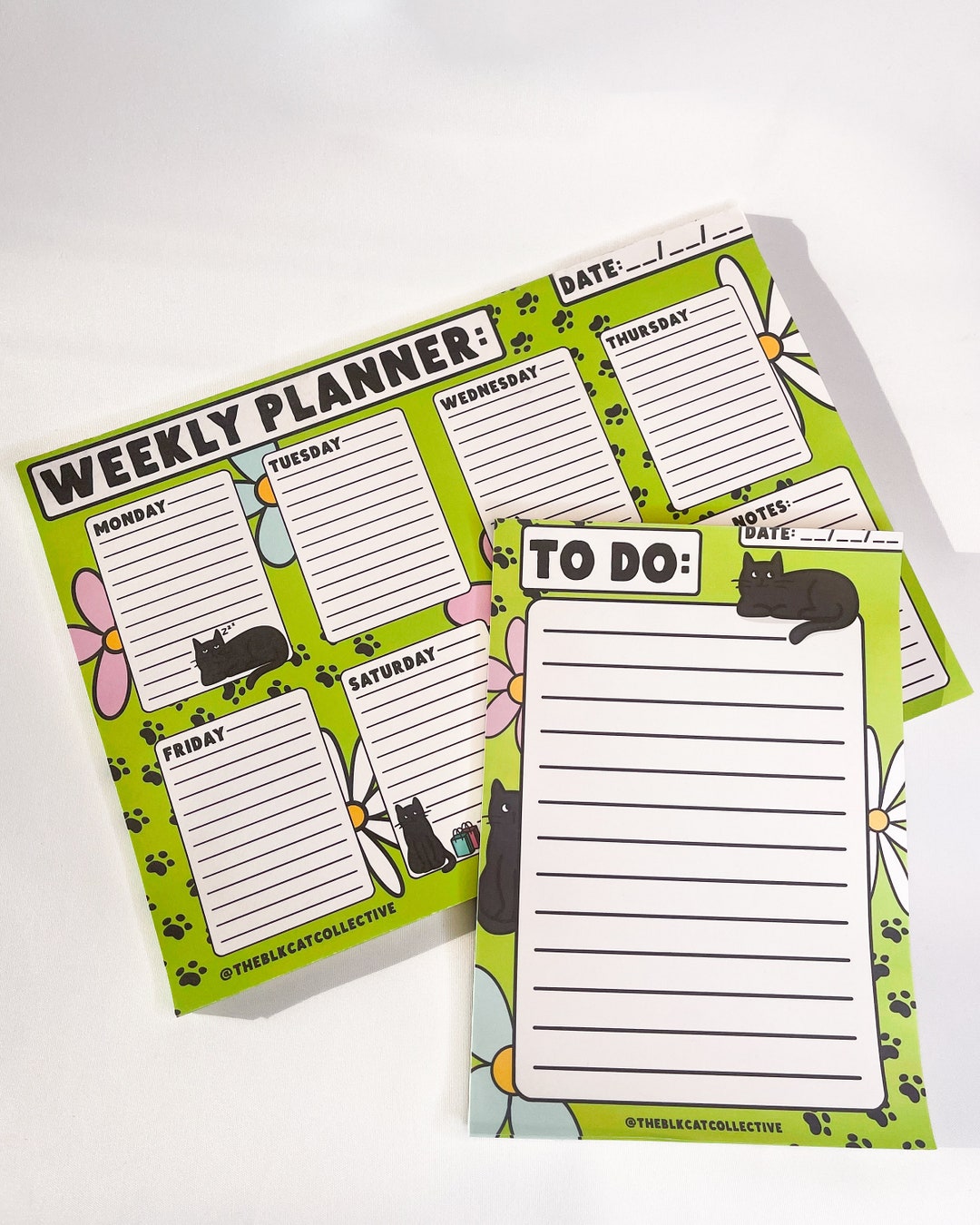 Black Cat A4 Weekly Desk Planner & A5 Notepad Bundle | Cat Desk Planner ...