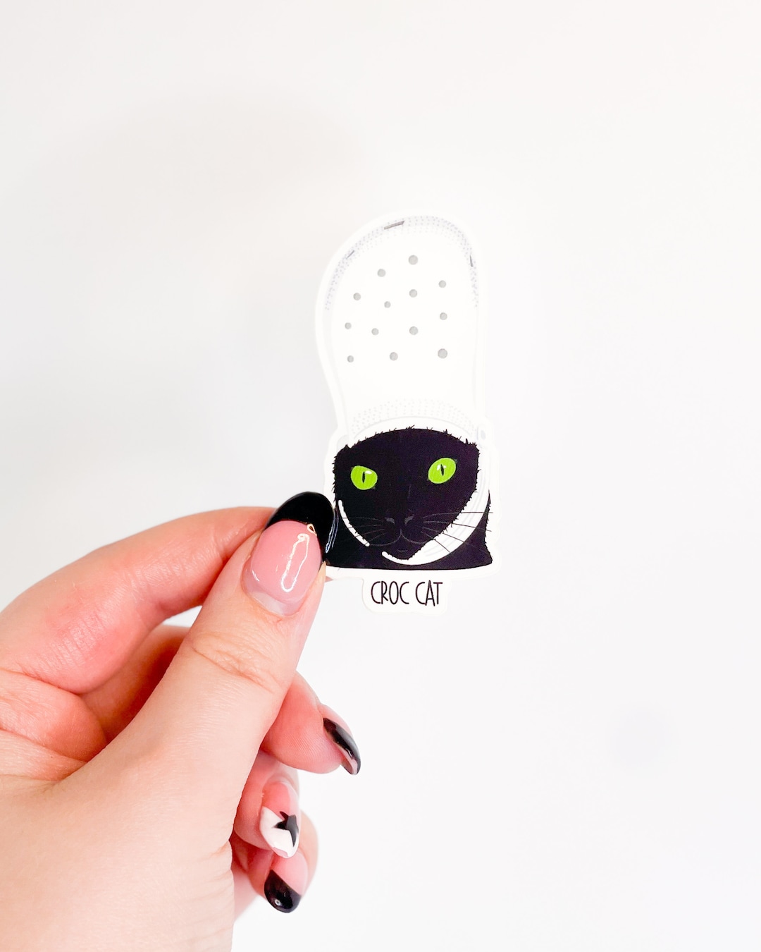 Black Cat Meme Croc Cat Glossy Vinyl Sticker | Cat Sticker | Black Cat ...