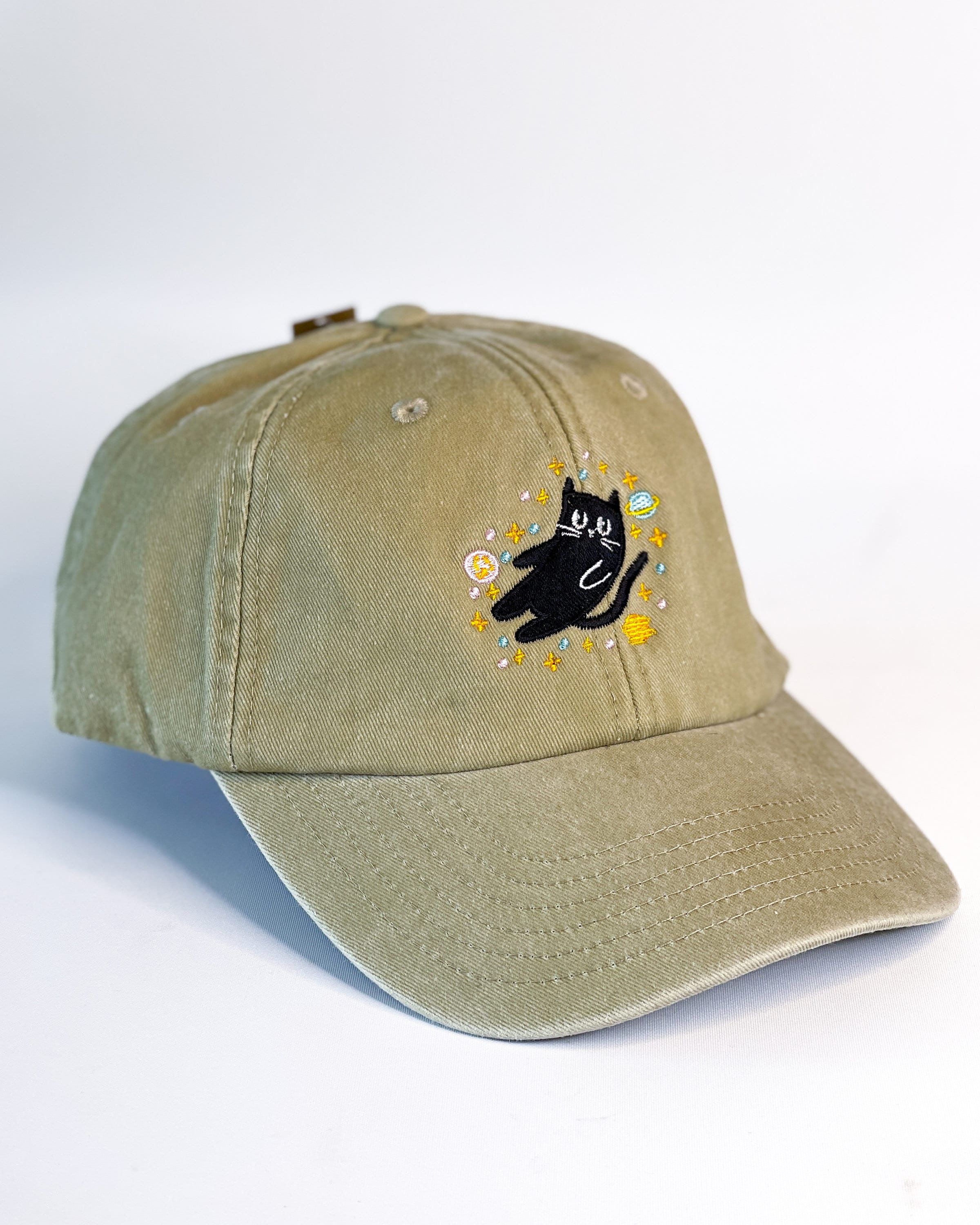 Space Cat Embroidered Dad Cap | Cat Hat | Space Themed Cap | Black Cat ...