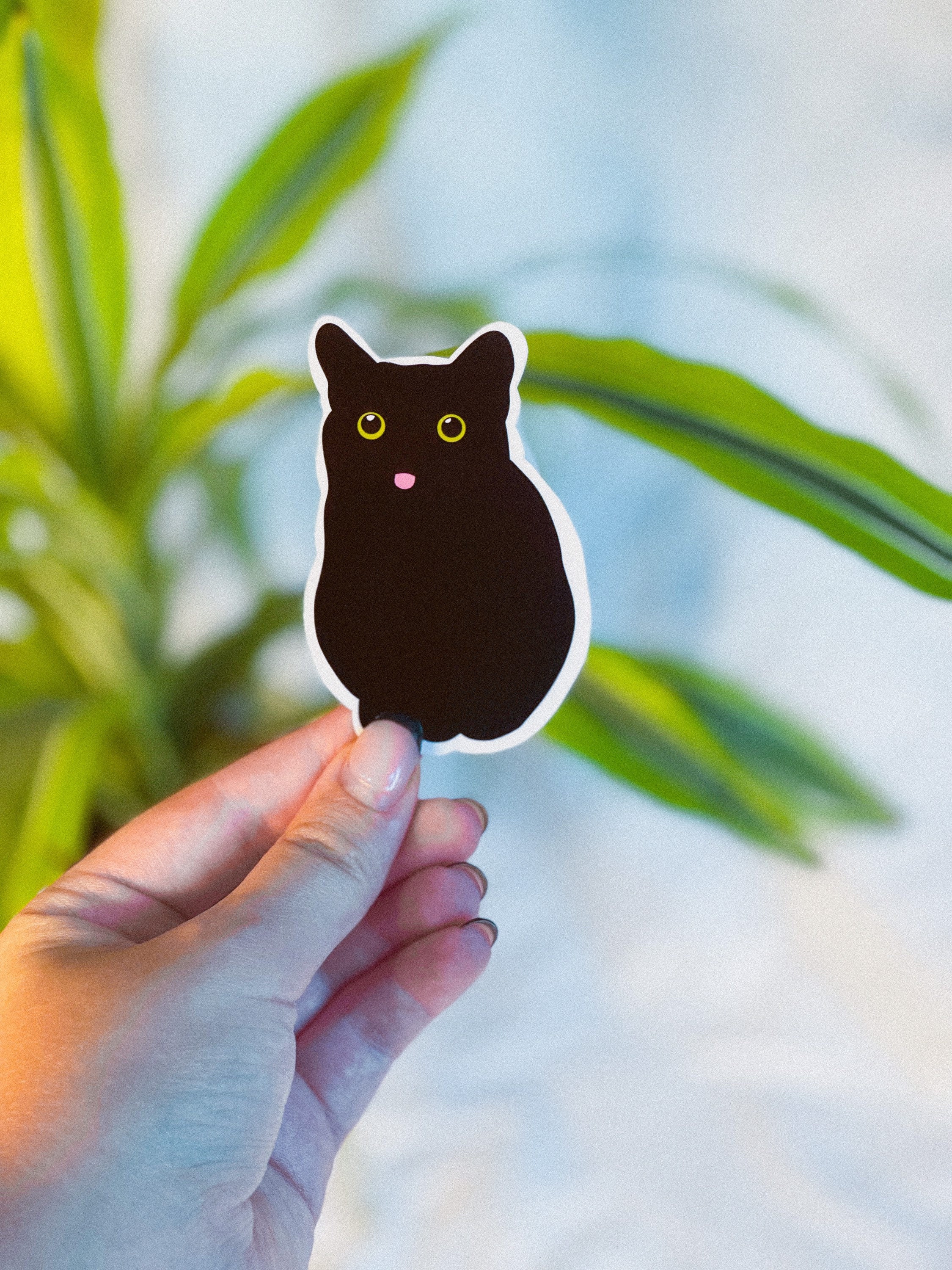 Black Cat Meme Blep Tongue Glossy Vinyl Sticker Cat Sticker Etsy Uk