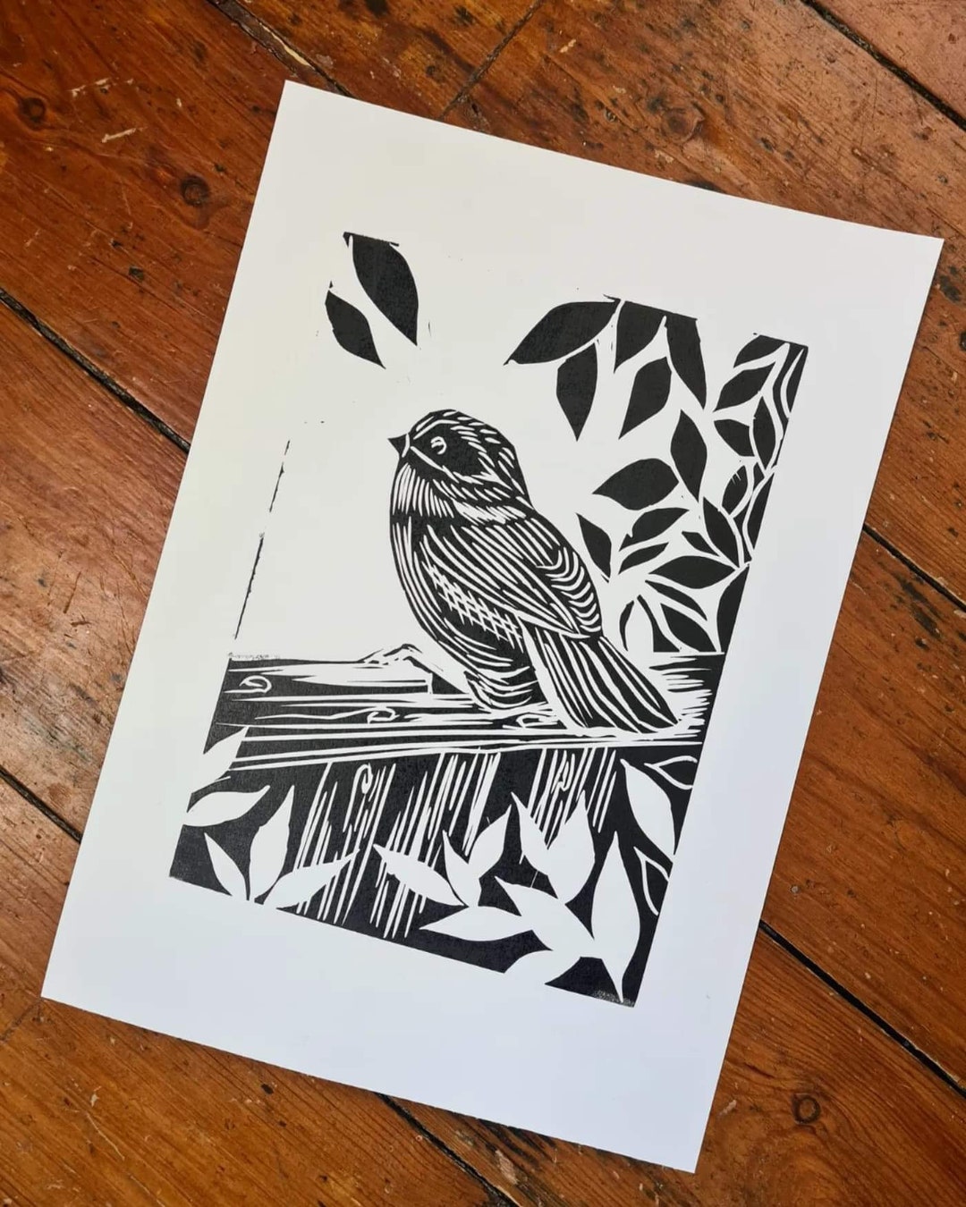 Linocut Bird Art Print - Etsy
