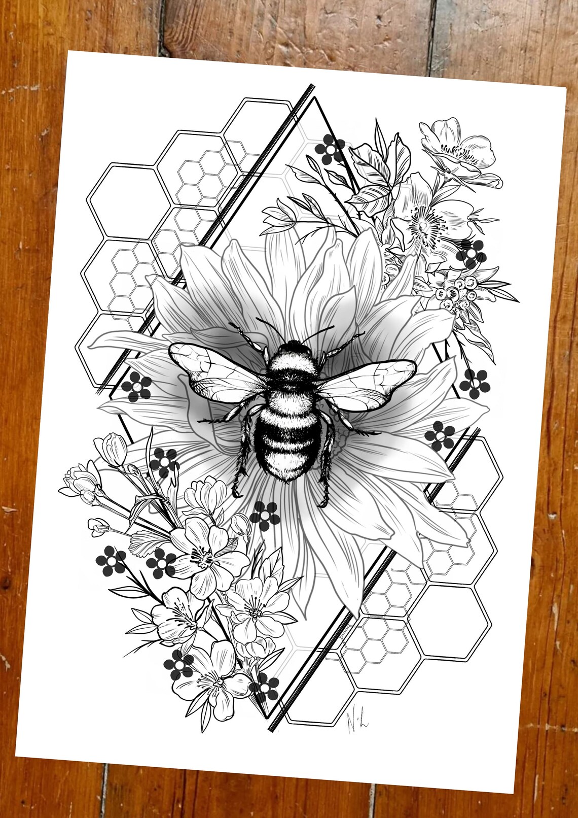 Bee Art Print, Bumblebee Artwork, Bee Gift for Christmas - Etsy