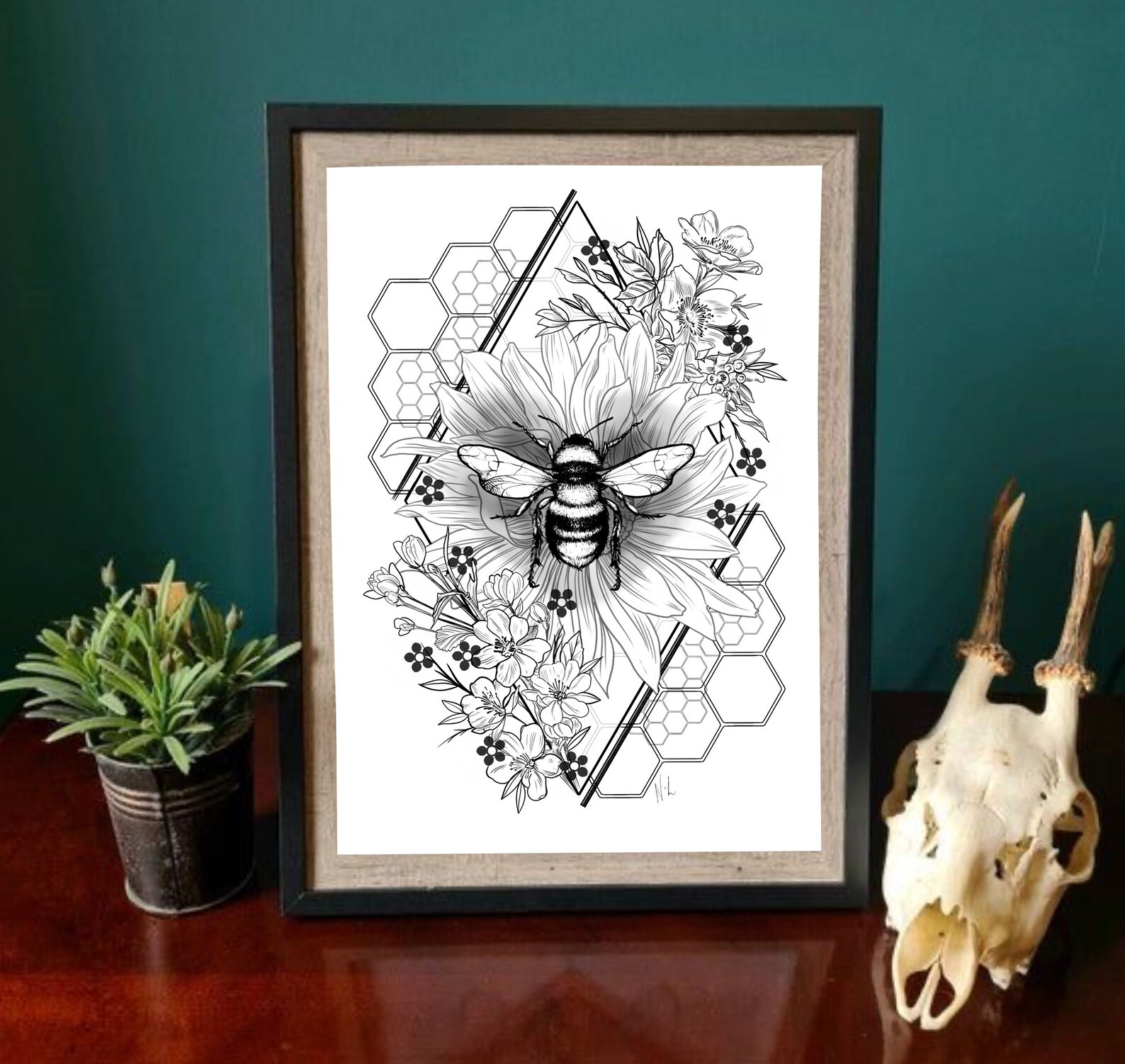 Bee Art Print, Bumblebee Artwork, Bee Gift for Christmas - Etsy