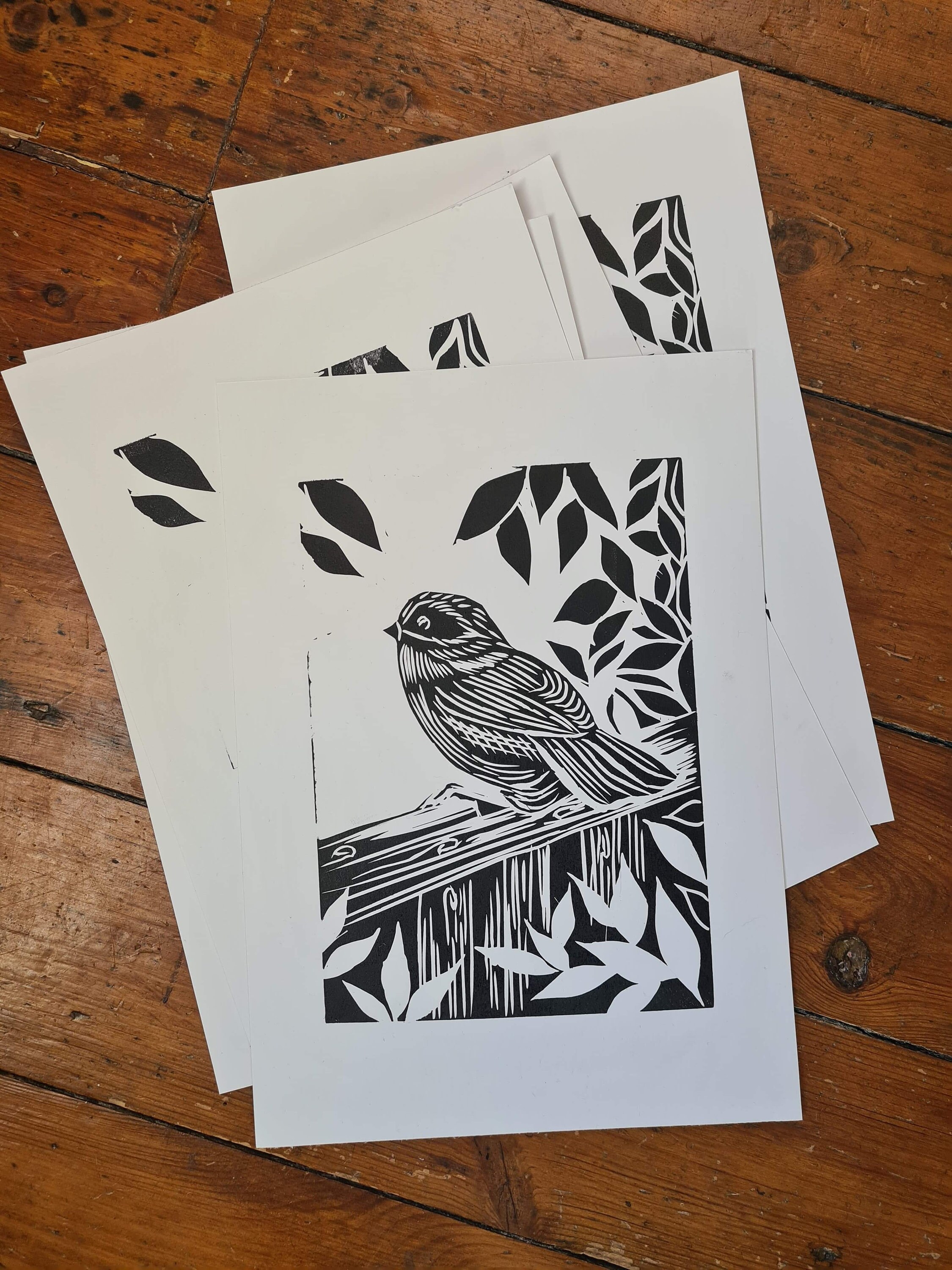 Linocut Bird Art Print - Etsy